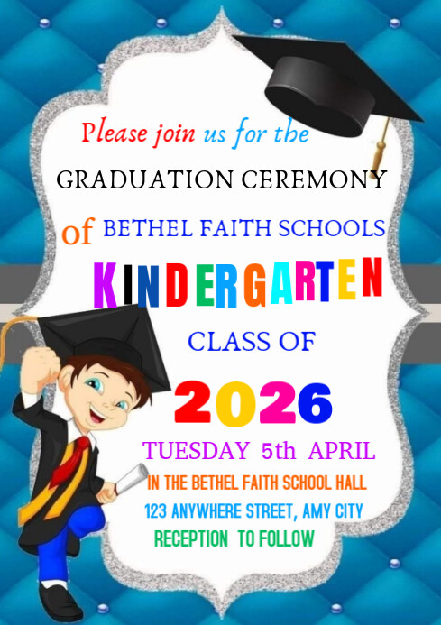 Copy of Joyful Kindergarten Graduation Ceremony Flyer A4 | PosterMyWall