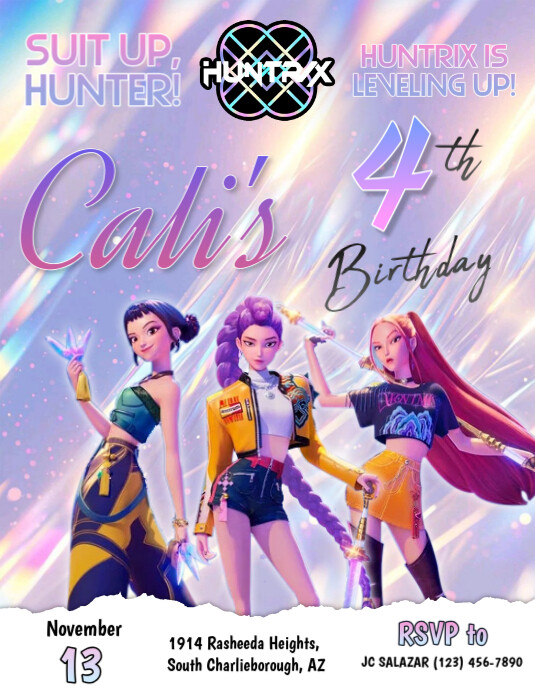 Joyful Kpop Demon Hunters Birthday Invitation Template | PosterMyWall