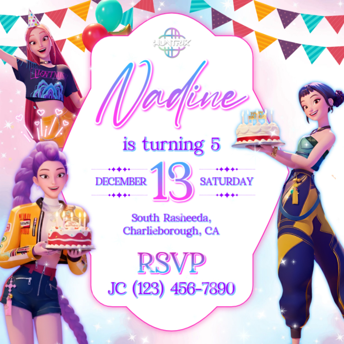 Joyful Kpop Demon Hunters Birthday Invitation Instagram Post templaat ...