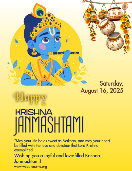 Joyful Krishna Janmashtami Flyer (us Letter) Template | PosterMyWall