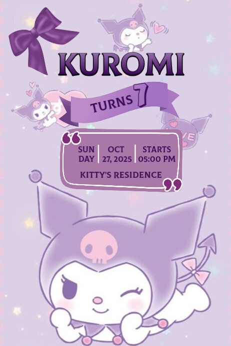 Joyful Kuromi Birthday Poster Template | PosterMyWall