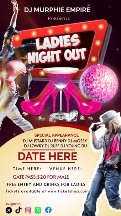 Joyful Ladies Night Out Digital Display (9:16 Template | PosterMyWall