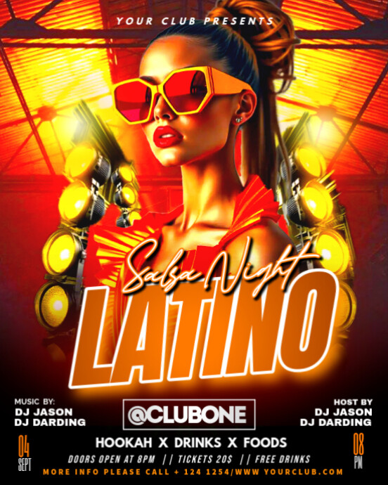 Joyful Latino Salsa Night Party Flyer Instagram Portrait Template ...