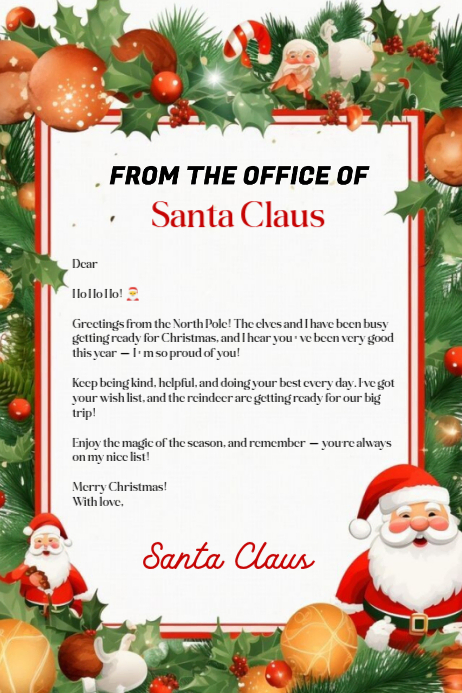 Joyful Letter From Santa Flyer Poster Template | PosterMyWall
