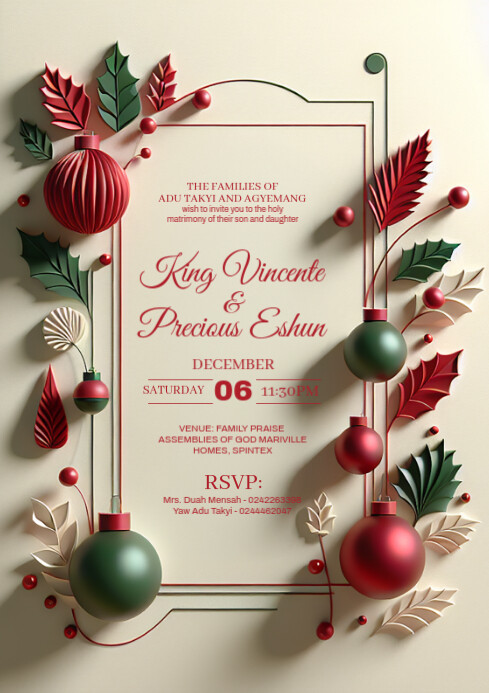 Joyful Luxurious Christmas Invitations A4 Template | PosterMyWall