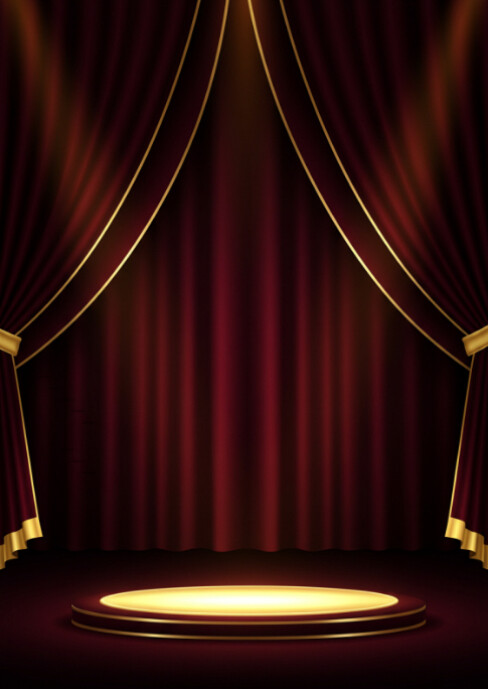 Joyful Luxury Curtain Stage Background Design Template A6 | PosterMyWall