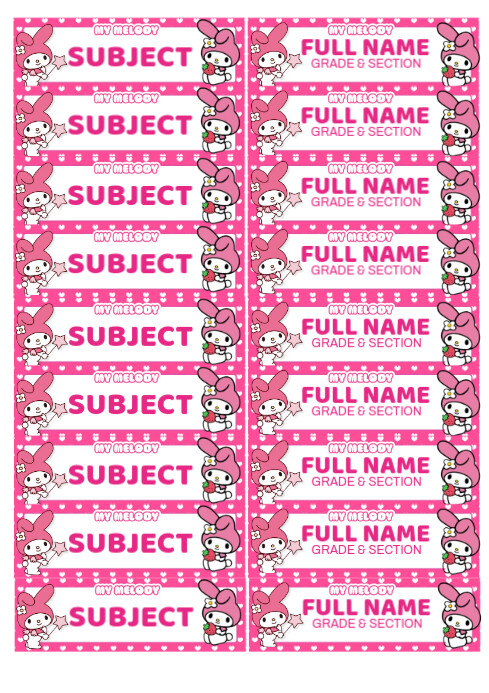 Joyful Melody Theme Subject Labels A4 Template | PosterMyWall