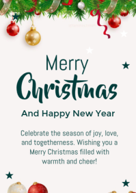 Joyful Merry Christmas And Happy New Year Flyer Design A4 Template ...