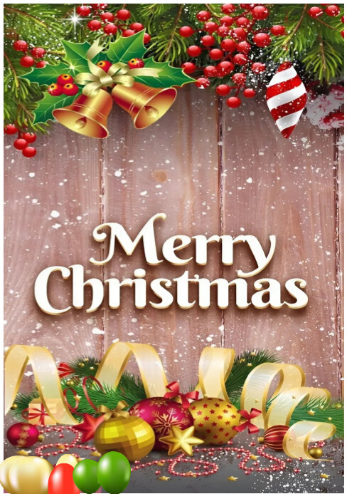 Joyful Merry Christmas Card A5 Template | PosterMyWall