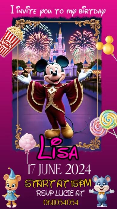 Mickey and Minnie birthday Kid A4 | PosterMyWall