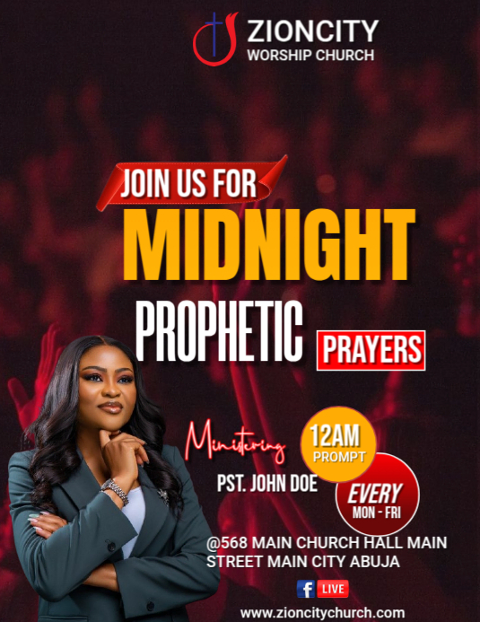 Joyful Midnight Prophetic Prayer S Flyer (us Letter) Template ...