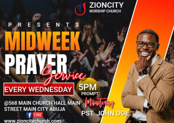 Joyful Midweek Prayer Service Postcard Template | PosterMyWall