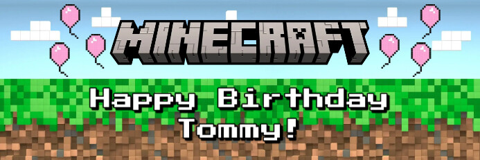Copy of Joyful Minecraft Birthday Banner Banner 2' × 6' | PosterMyWall