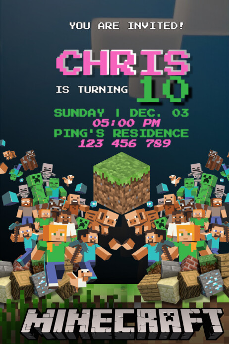 Copy of Joyful Minecraft Birthday Poster | PosterMyWall