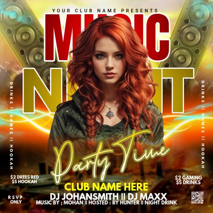Copy of Joyful Misic Night Party Time Video Flyer Square (1:1 ...
