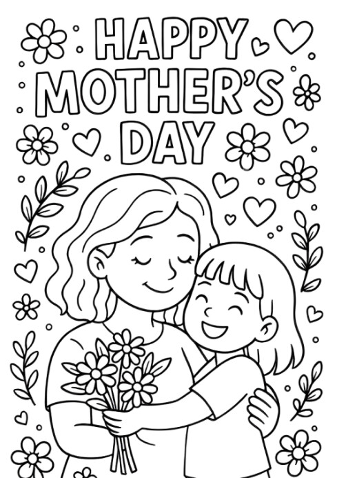 Joyful Mother's Day coloring page A4 Template | PosterMyWall