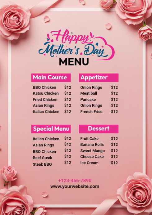 Copy of Joyful Mother's Day Menu A4 | PosterMyWall