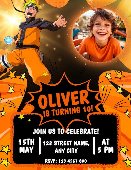 Copy of Joyful Naruto Birthday Invitation With Photo Flyer (us Letter ...