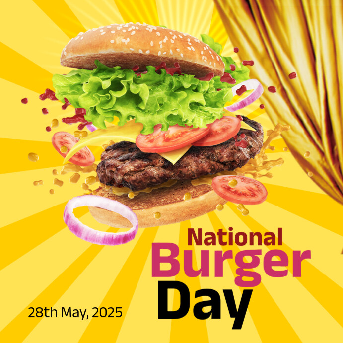 Joyful National Burger Day Instagram Post Template | PosterMyWall