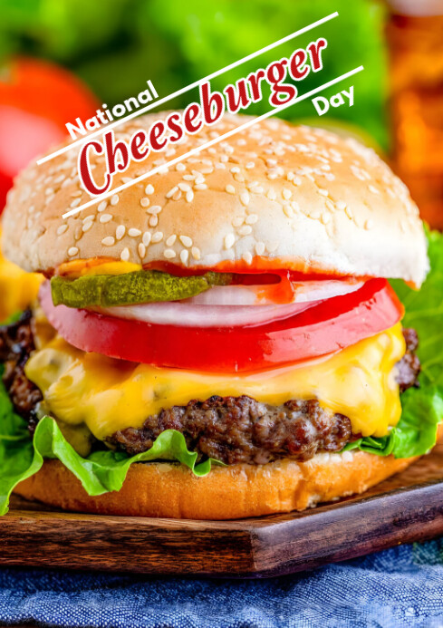 Plantilla de Joyful National Cheeseburger Day A4 | PosterMyWall