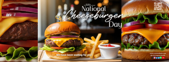 Joyful National Cheeseburger Day Facebook Cover Photo Template ...