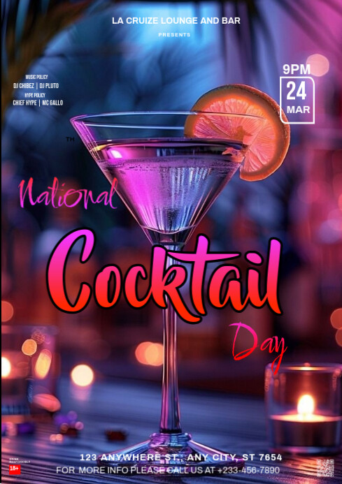 Joyful National Cocktail Day A4 Template | PosterMyWall