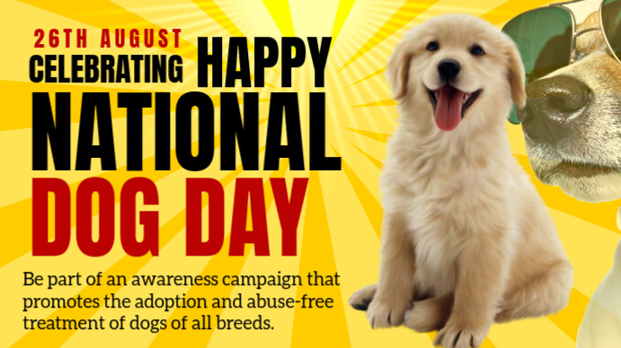 Joyful National Dog Day Youtube Thumbnail Template | PosterMyWall