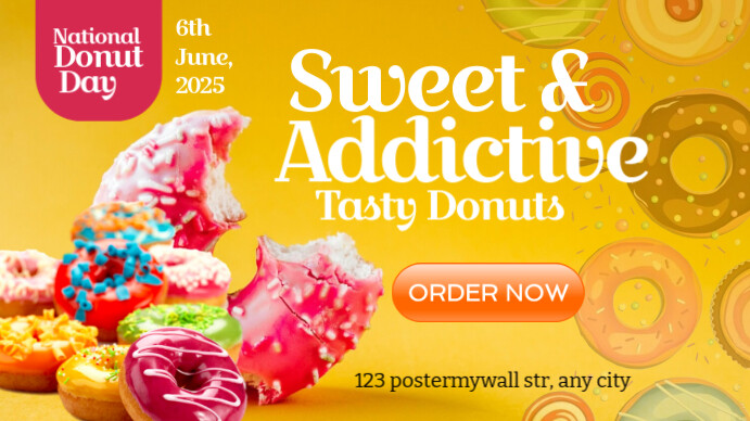 Joyful National Donut Day Youtube Thumbnail Template | PosterMyWall