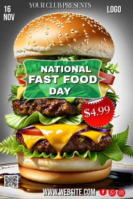 Copy of Joyful National Fast Food Day Poster | PosterMyWall