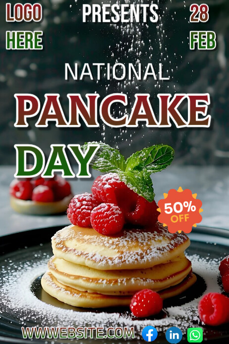Joyful National Pancake Day Poster Template | PosterMyWall