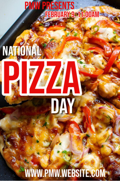 Joyful National Pizza Day Poster Template | PosterMyWall