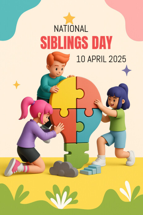 Joyful National Siblings Day Pinterest Graphic Template | PosterMyWall