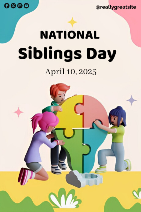 Plantilla de Joyful National Siblings Day Poster | PosterMyWall