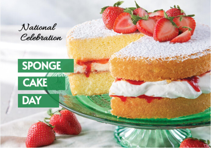 Joyful National Sponge Cake Day A5 Template | PosterMyWall