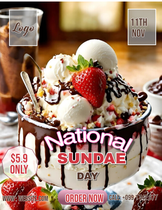 Joyful National Sundae Day Design Flyer (us Letter) Template | PosterMyWall