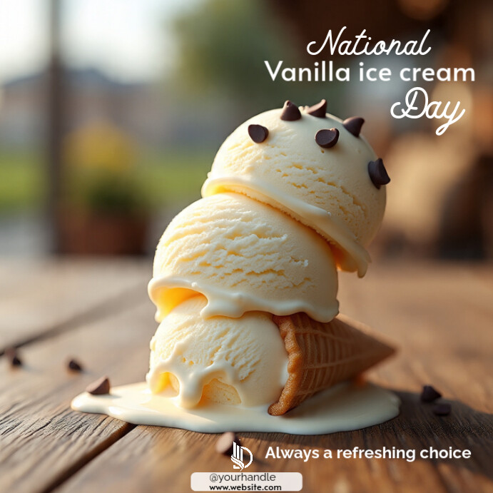 Joyful National Vanilla Ice Cream Day Instagram Post Template ...