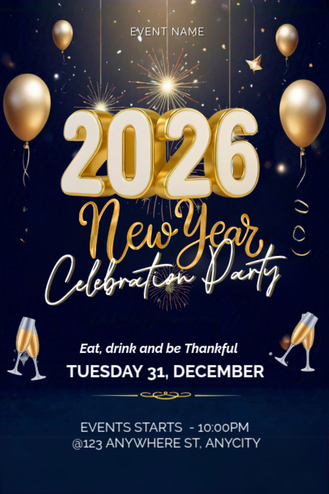 Joyful New Year Party Poster Template | PosterMyWall