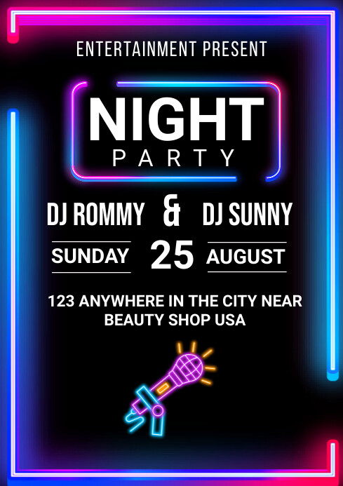 Joyful Night Party A4 Template | PosterMyWall