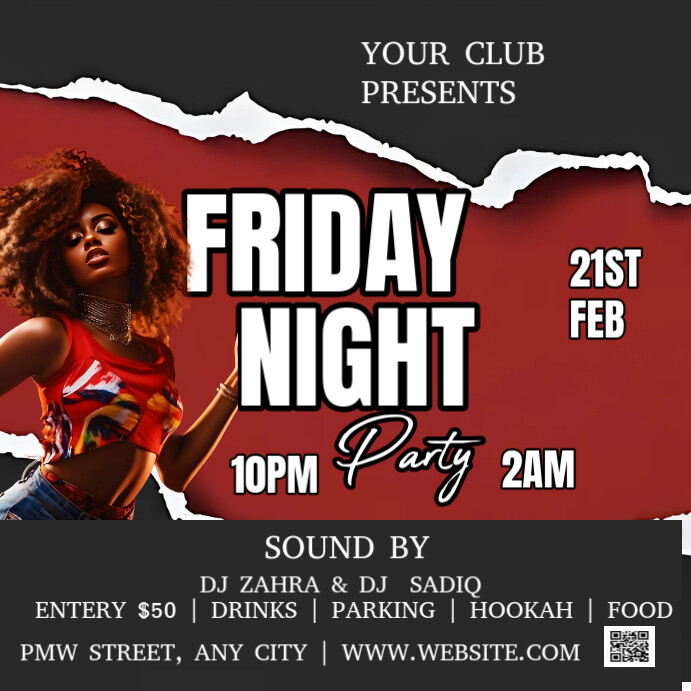 Joyful Night Party Flyer Design Instagram Post Template | PosterMyWall