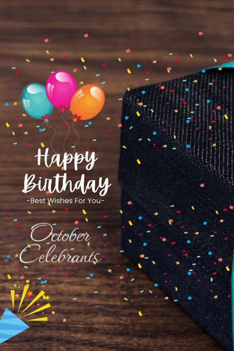 Joyful October Birthdays Banner 4' × 6' Template | PosterMyWall