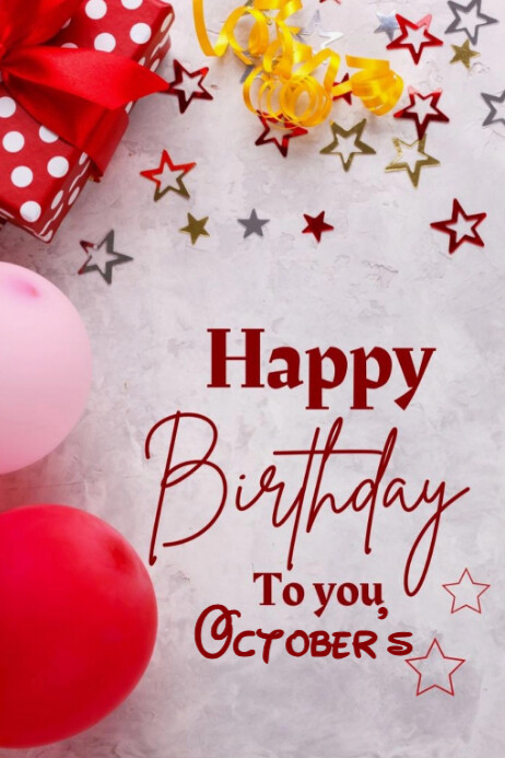 Joyful October Birthdays Banner 4' × 6' Template | PosterMyWall