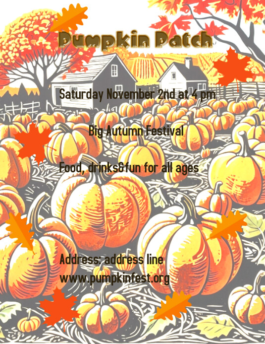 Copy of Joyful Orange Pumpkin Patch Flyer (us Letter) | PosterMyWall
