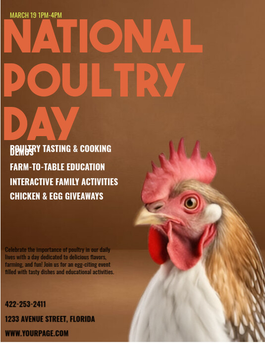 Copy of Joyful Orange Vintage National Poultry Day Flyer (us Letter ...