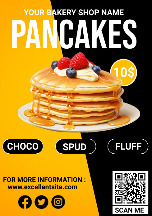 Joyful Pancakes A4 Template | PosterMyWall