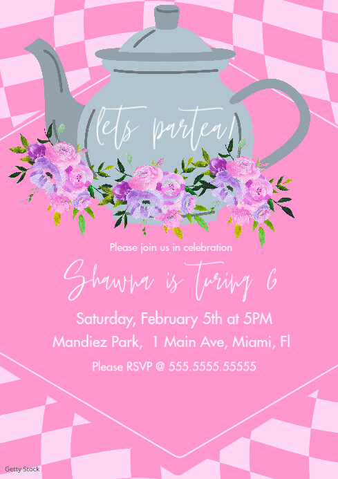 Joyful Par Tea Party Invitations A4 Template | PosterMyWall