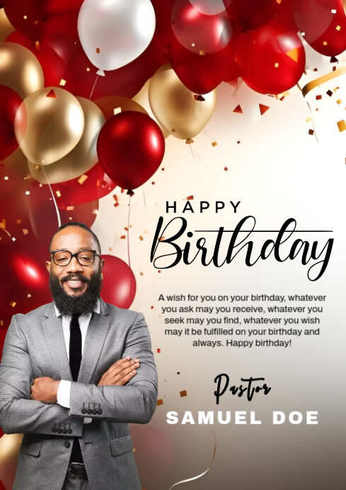 Joyful Pastors Birthday Post A4 Template | PosterMyWall