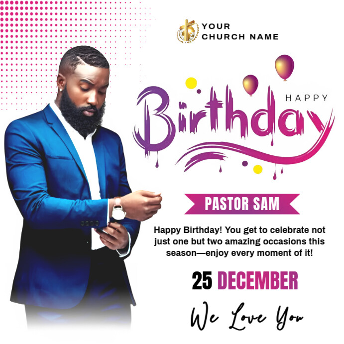Joyful Pastors Birthday Post Square (1:1) Template | PosterMyWall