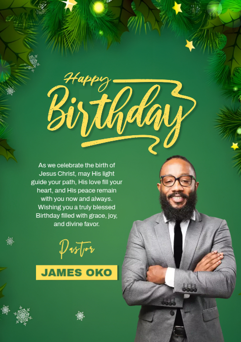 Joyful Pastors Christmas Birthday A4 Template | PosterMyWall
