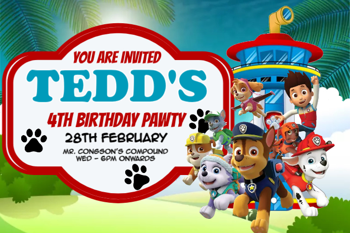Joyful Paw Patrol Birthday Poster Template | PosterMyWall
