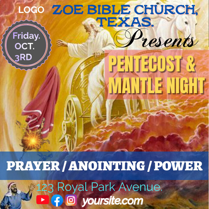 Copy of Joyful Pentecost Anointing And Mantle Service | PosterMyWall